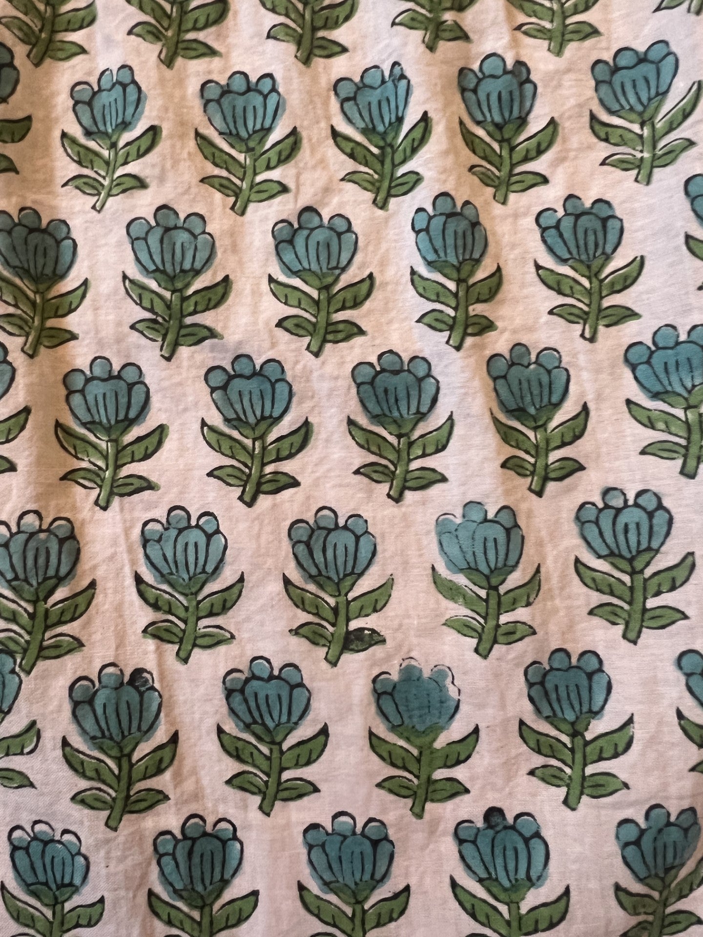 Blue lotus block print cotton maxi skirt – Polly Fenwick